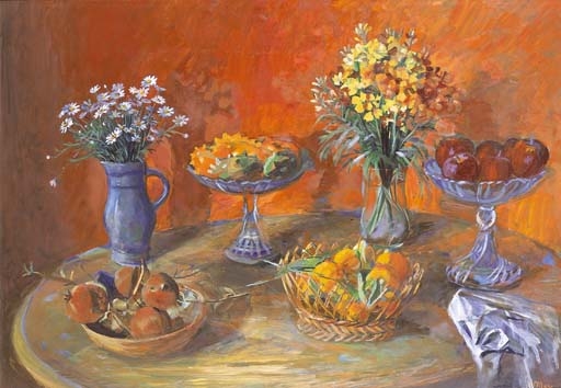 Margaret Olley | Still life with flowers and Fruit | MutualArt