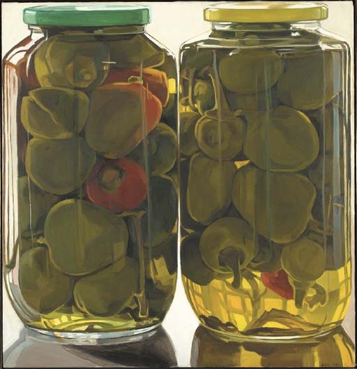 Janet Fish | Five Bertolli Bottles (1971) | MutualArt