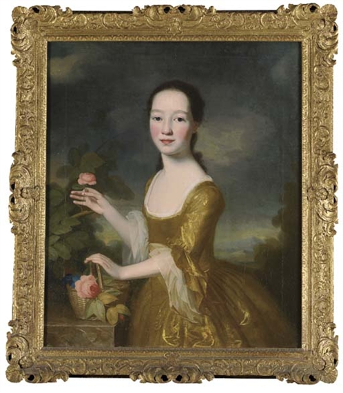 George Romney | PORTRAIT OF ELIZABETH WHITE, THREE-QUARTER-LENGTH, IN A ...