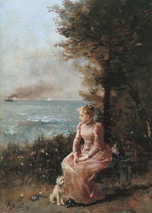 Alfred Stevens | a view of a lake | MutualArt