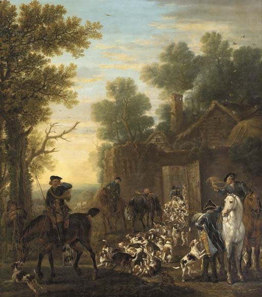John Wootton | A hunting scene showing the release of the hounds, in a ...