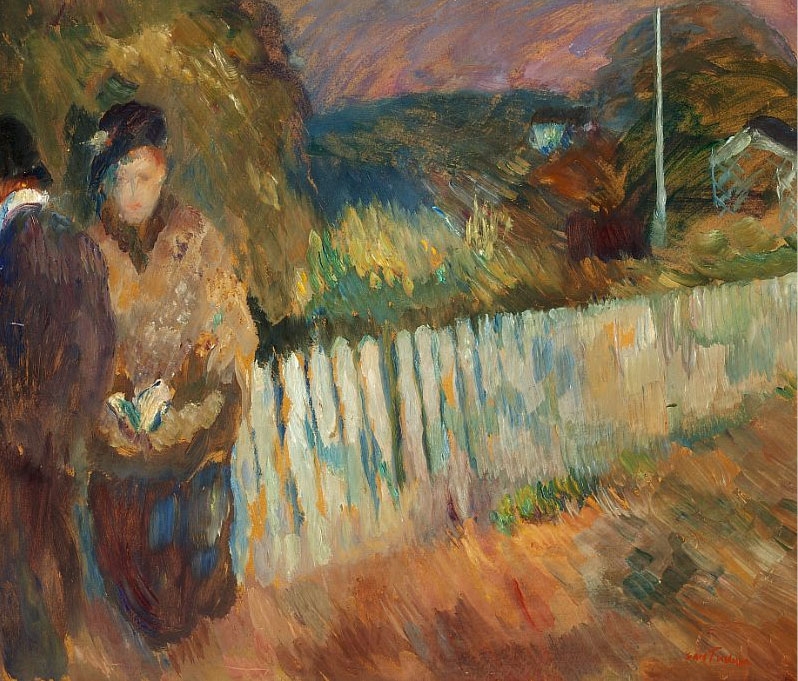 Carl Fischer | Young couple at a white fence | MutualArt