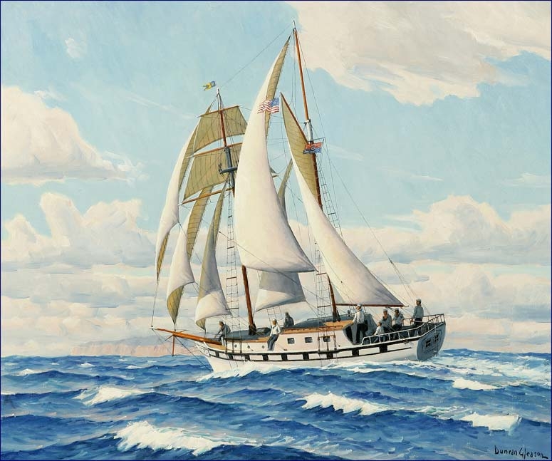 Joe Duncan Gleason | The Brigantine Porpoise depicting a brigantine ...
