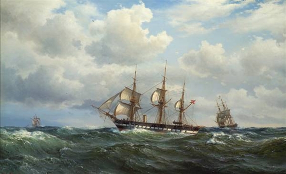 Vilhelm Melbye | The Danish auxiliary steam frigate 'Sjaaland' (1874 ...