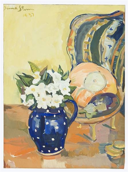 Irma Stern | Still life of flowers and a pumpkin (1937) | MutualArt