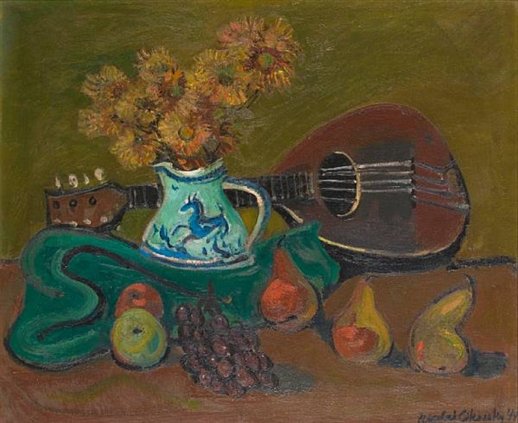 Nicolai Cikovsky | Still life with lute (1944) | MutualArt