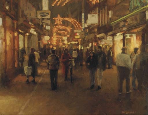 Frans Koppelaar | Kalverstraat by night | MutualArt