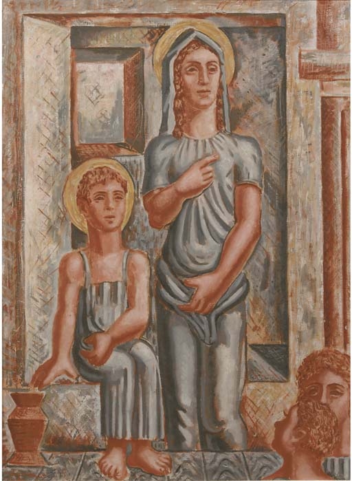 Jaime Colson | A man and his son on an elevation | MutualArt