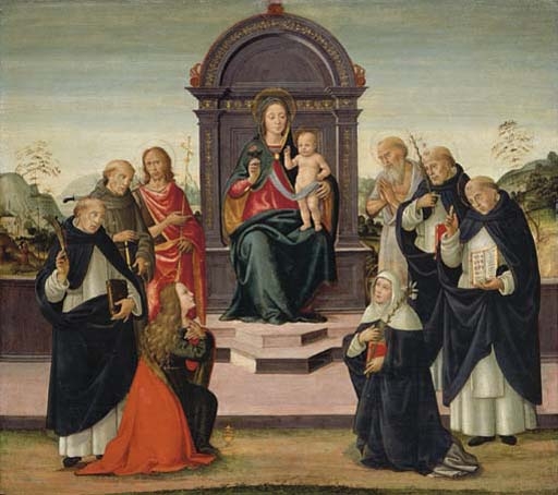 Master of Apollo and Daphne | The Madonna and Child enthroned with the ...