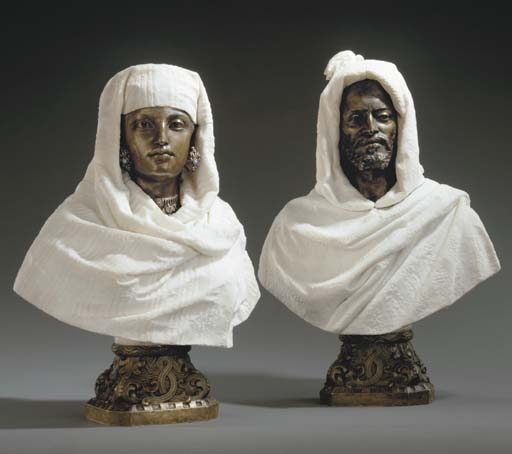Pietro Calvi | Busts of a Sheikh and a Sheikhah (1865 - 1870) | MutualArt