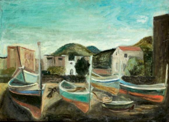 Leonid Berman | Barques au bord de l'eau | MutualArt