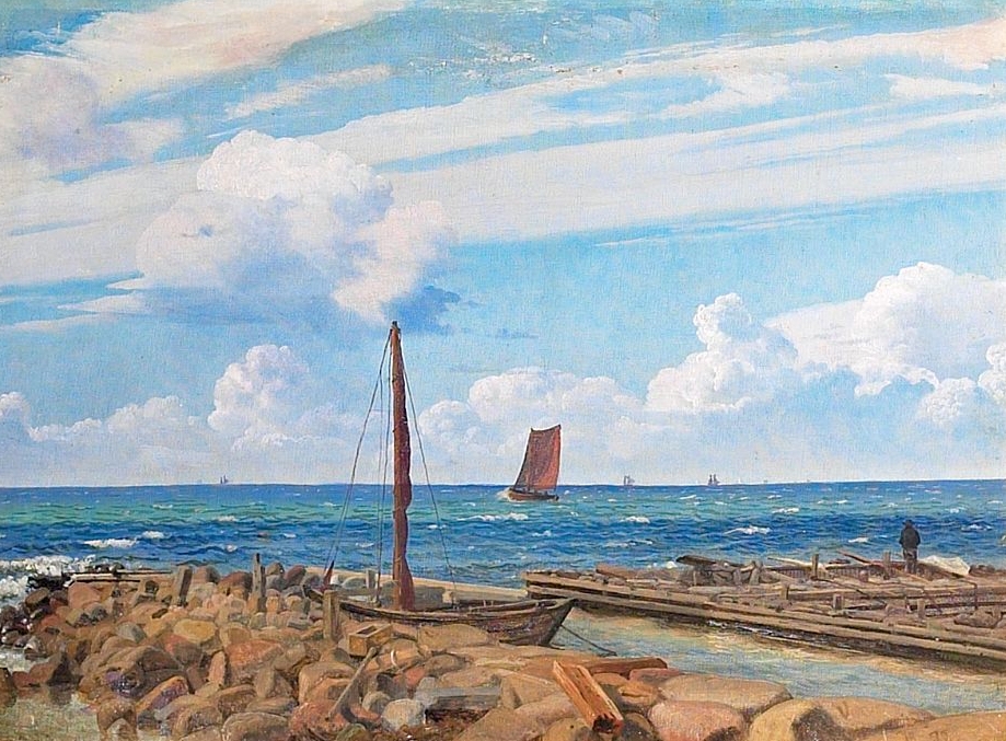 Vilhelm Kyhn | Vang, Bornholm, coastal scenery with sailboats (1872 ...