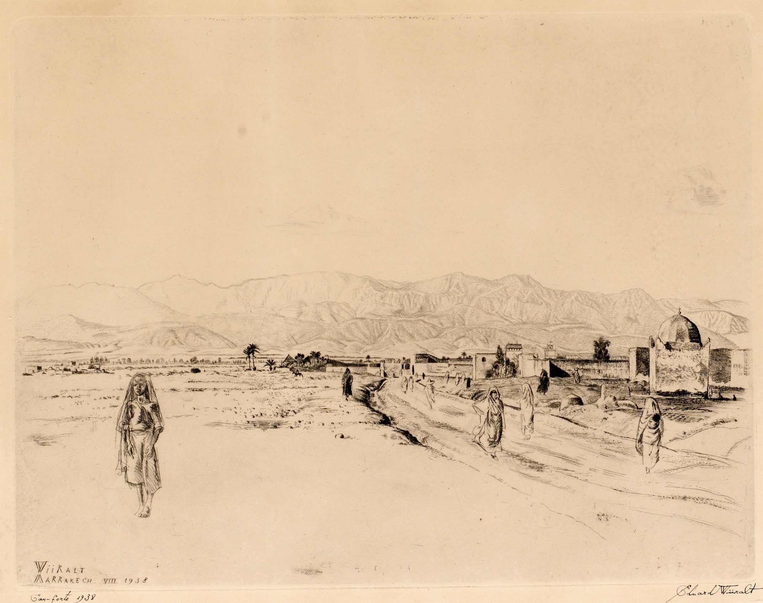 Eduard Wiiralt | TOWN WALL OF MARRAKECH (MARRAKESI LINNAMÜÜR). (1938 ...