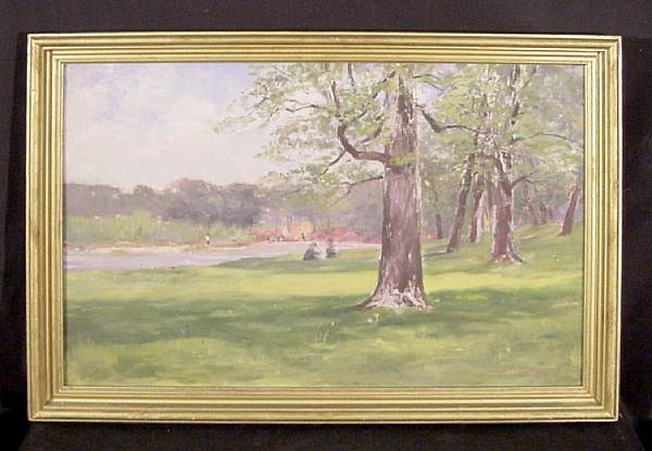 Alfred Jansson | Fishing in the Park (1905) | MutualArt