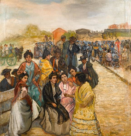 Francisco Iturrino | Spanish villagers in conversation | MutualArt