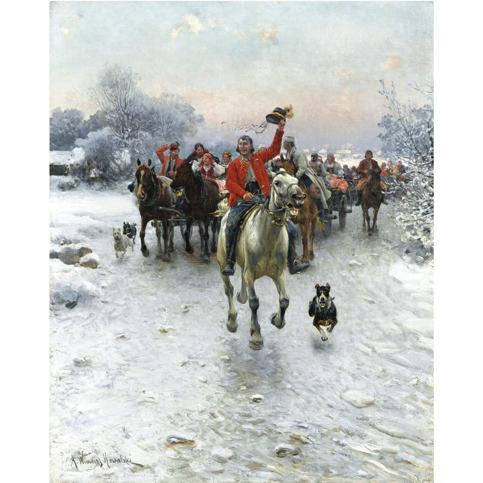 Alfred von Wierusz-Kowalski | Troika Pursued by Wolves | MutualArt