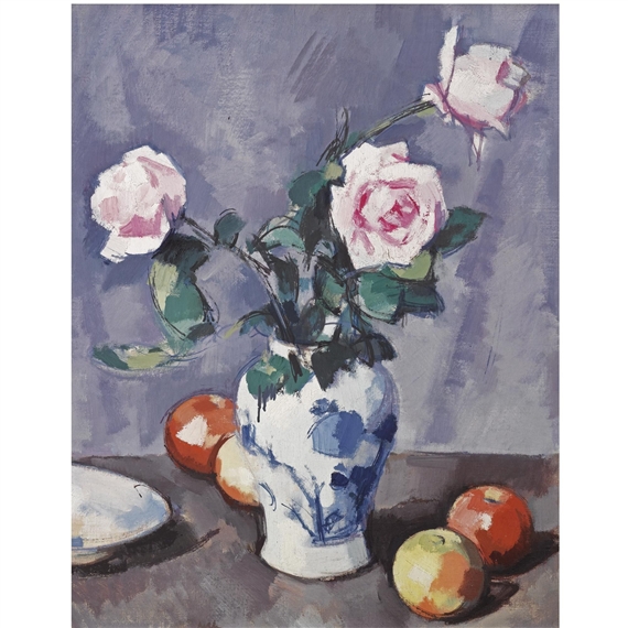 Samuel John Peploe | still life with pink roses | MutualArt