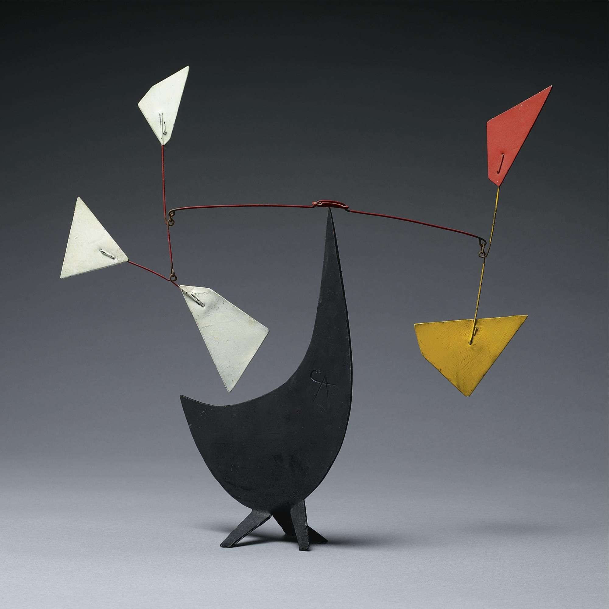 Alexander Calder | Red Mushroom, White Dot, Yellow Triangle on Black ...