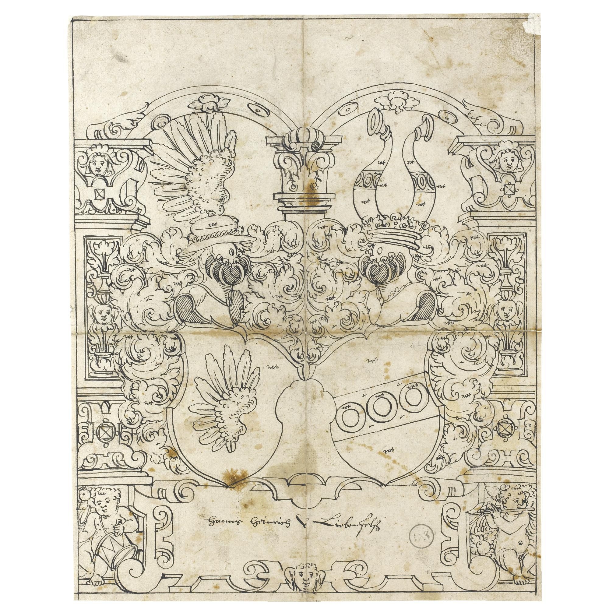 Daniel Lang | the Liebenfels and Reichlin von Meldegg arms within an ...