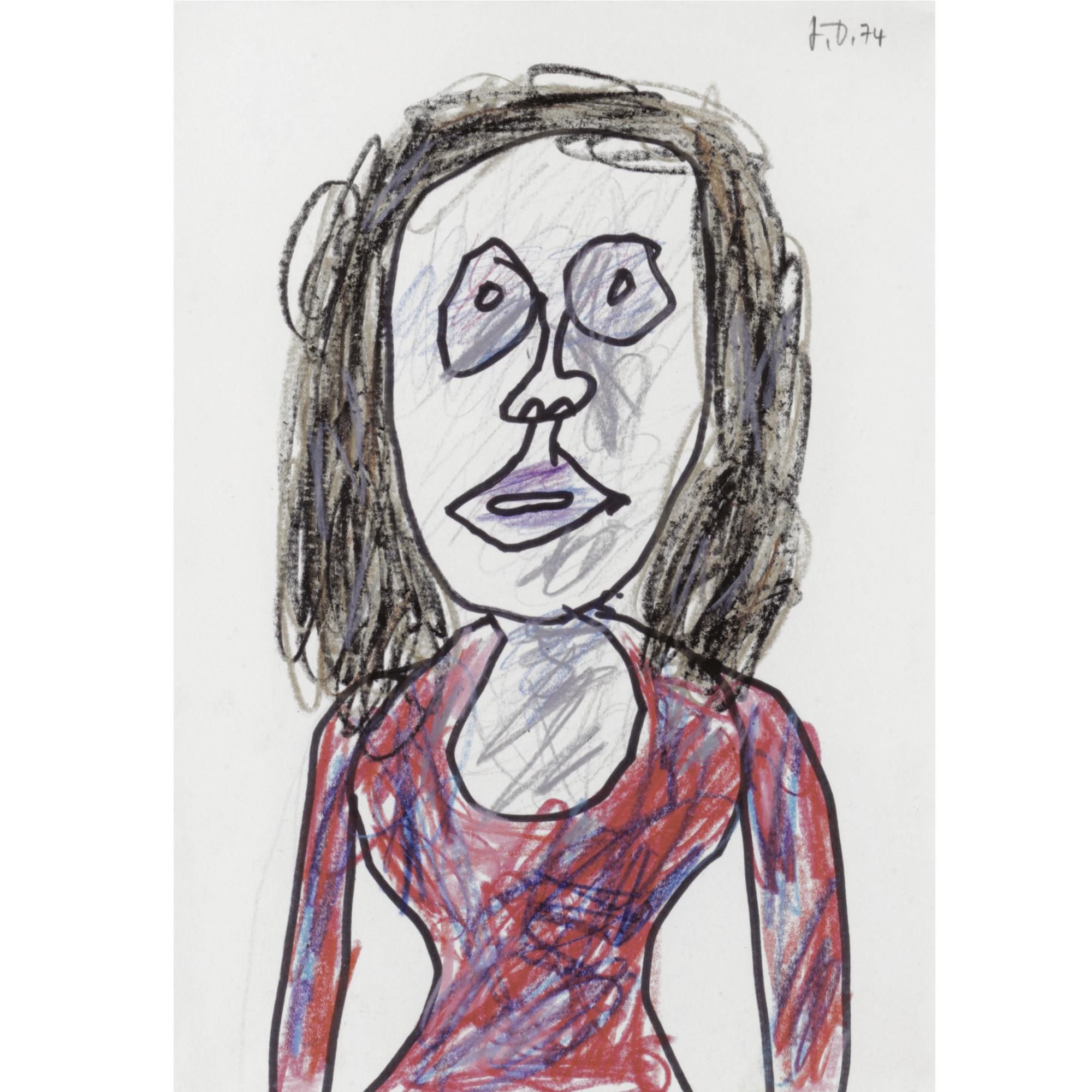 Jean Dubuffet | PORTRAIT DE FEMME VÊTUE DE ROUGE (1974) | MutualArt