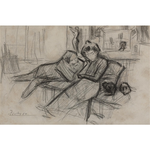 Pablo Picasso | Le Couple: a double sided drawing (Circa 1901) | MutualArt