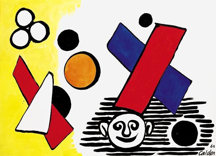 Alexander Calder | Face with Red and Blue Cross | MutualArt