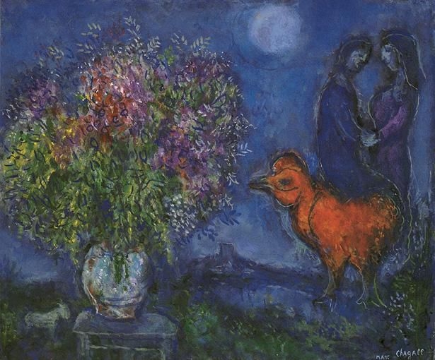 Marc Chagall | BOUQUET DEVANT LE VILLAGE | MutualArt