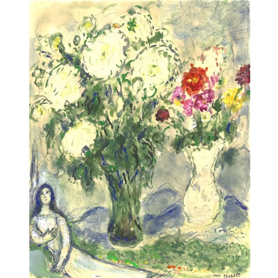 Marc Chagall | BOUQUETS AUX FLEURS BLANCHES | MutualArt