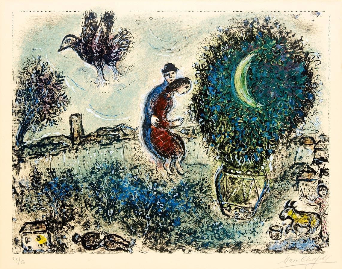 Marc Chagall | THE MOON IN THE BOUQUET (M. 626) | MutualArt