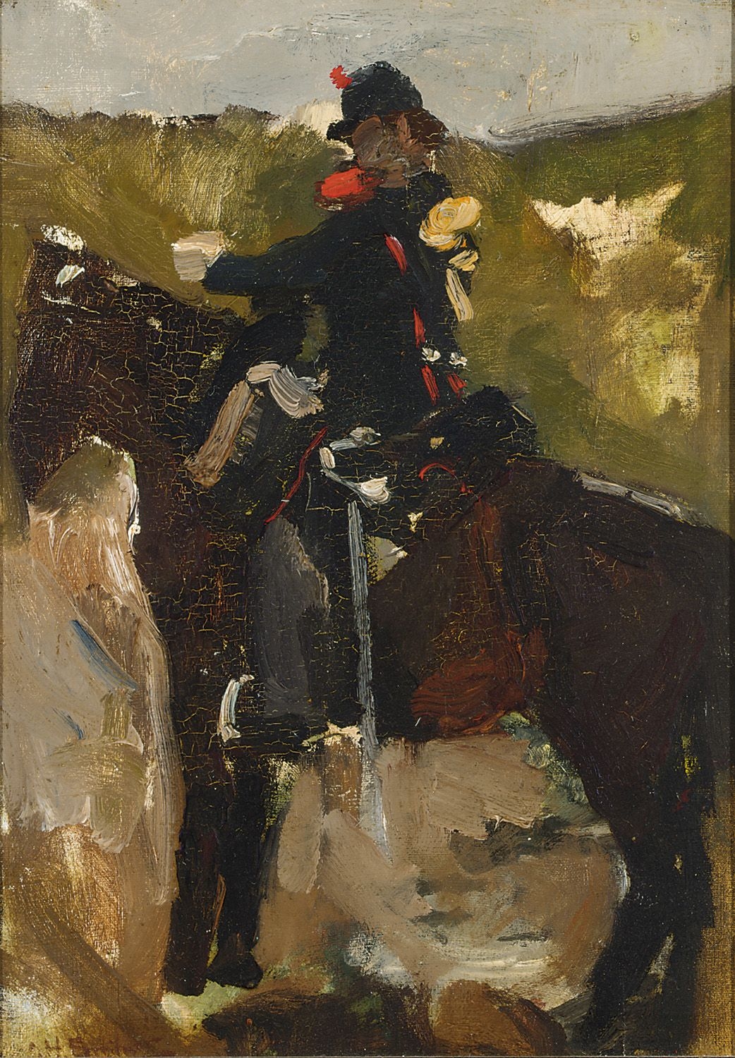 George Hendrik Breitner | a cavalrist on horseback | MutualArt
