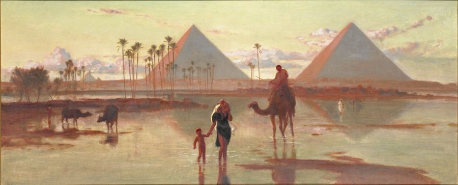 Frederick Goodall | a shepherdess and sheep by the nile at cairo ...