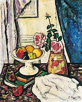 George Leslie Hunter | still life with flowers and fruit | MutualArt