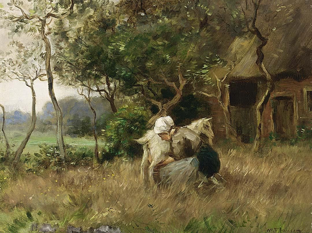Willem George Frederik Jansen | MILKING THE GOAT | MutualArt