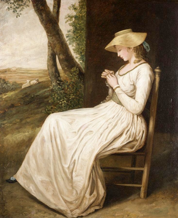 George Romney | PORTRAIT OF MISS LUCY VERNON AS THE SEMPSTRESS | MutualArt