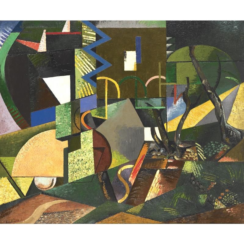 Auguste Herbin | TROIS ARBRES AU BORD D'UN SENTIER | MutualArt