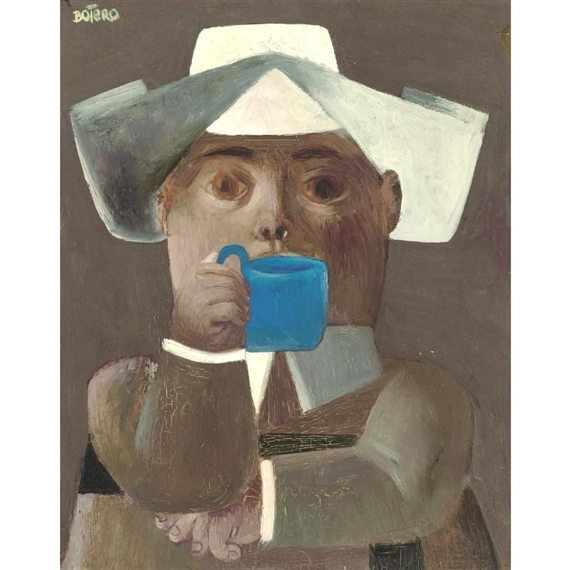 Fernando Botero | NUN WITH A CUP | MutualArt