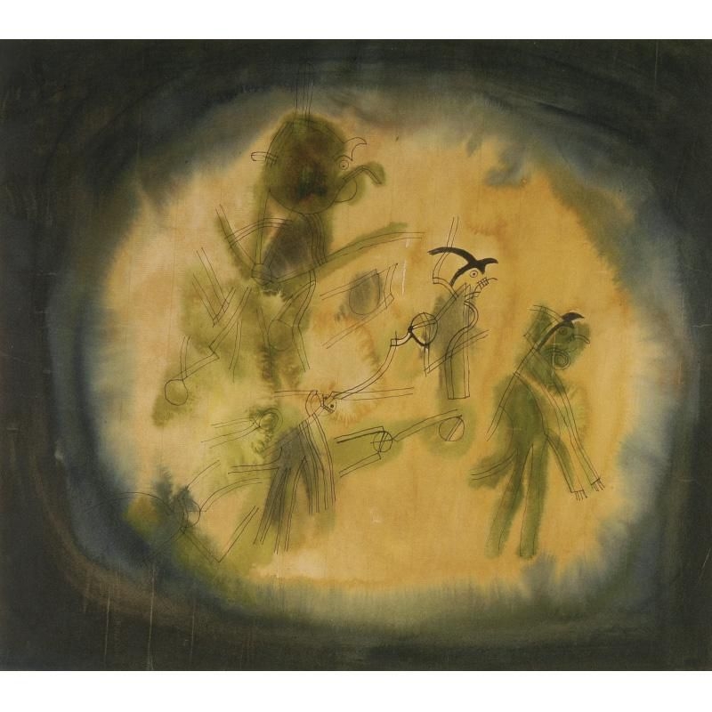 Francisco Toledo | ABSTRACT FIGURE AGAINST PURPLE BACKGROUND | MutualArt