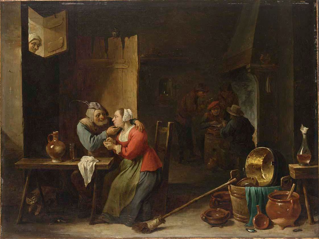 David Teniers the Younger | an interior of an inn with an amorous ...