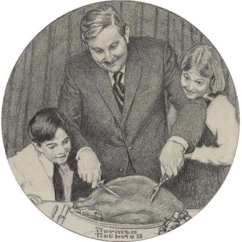 Norman Rockwell | 'Father Carving Turkey' from the 'Fondest Memories ...