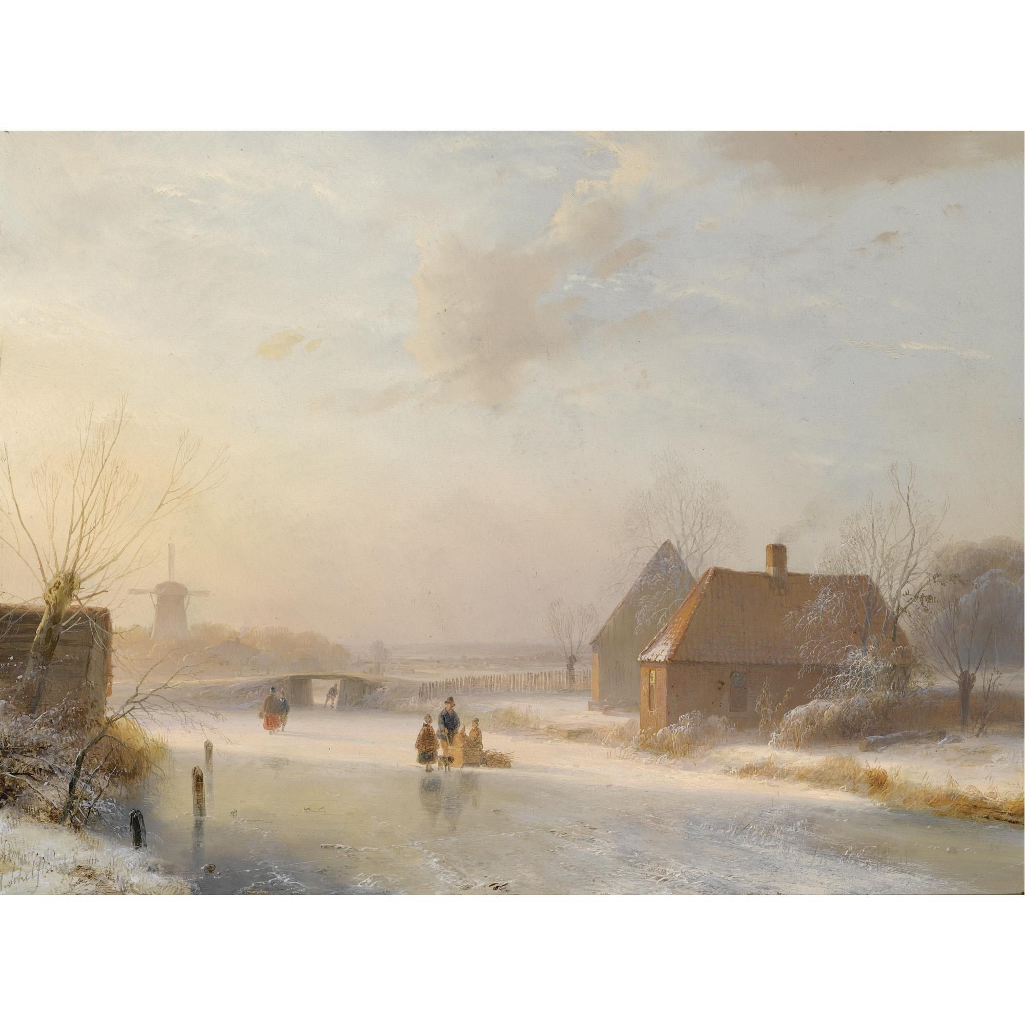 Andreas Schelfhout | River Landscape with a Mill | MutualArt