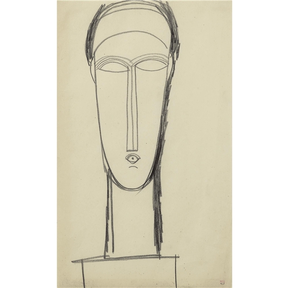 Amedeo Modigliani | TÊTE DE FACE POSÉE SUR UN SOCLE | MutualArt