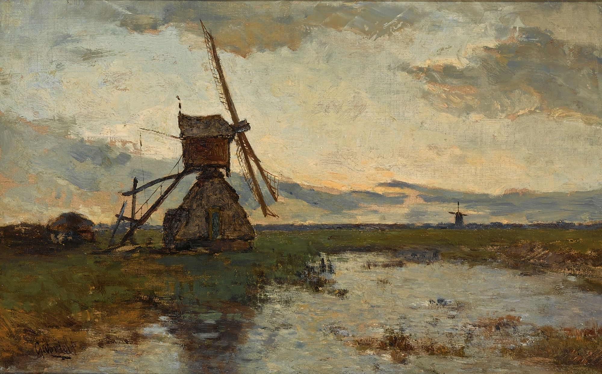 Paul Joseph Constantin Gabriel | snow covered windmills near overschie ...