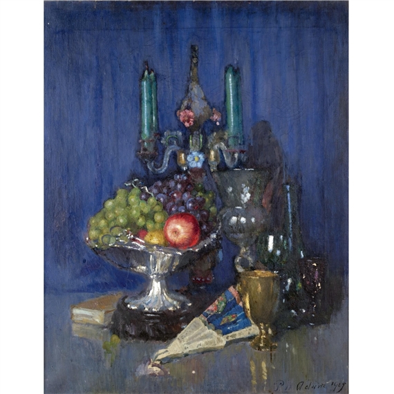 Patrick William Adam | still life with fruit and a venetian candelabra ...
