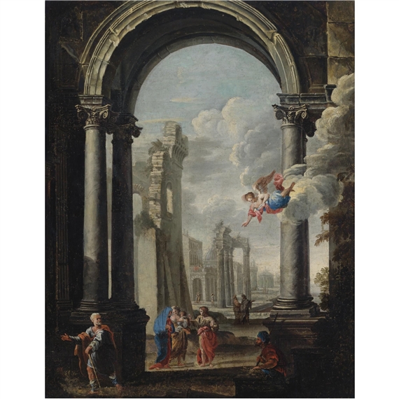 Viviano Codazzi | Architectural Capriccio with the Holy Family | MutualArt