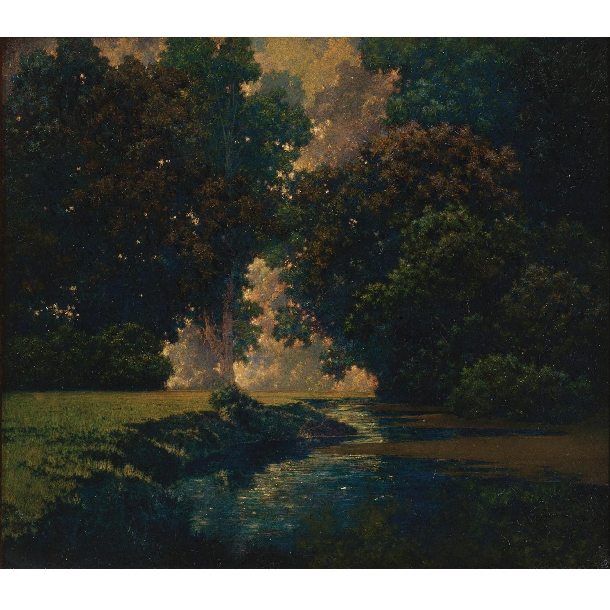 Maxfield Parrish | BLUE FOUNTAIN (STUDY FOR REVERIES) | MutualArt