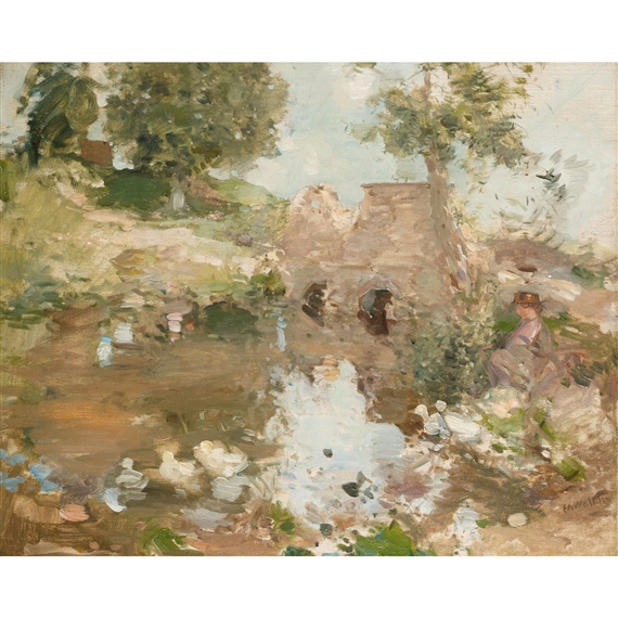 Edward Arthur Walton | a suffolk duck pond | MutualArt