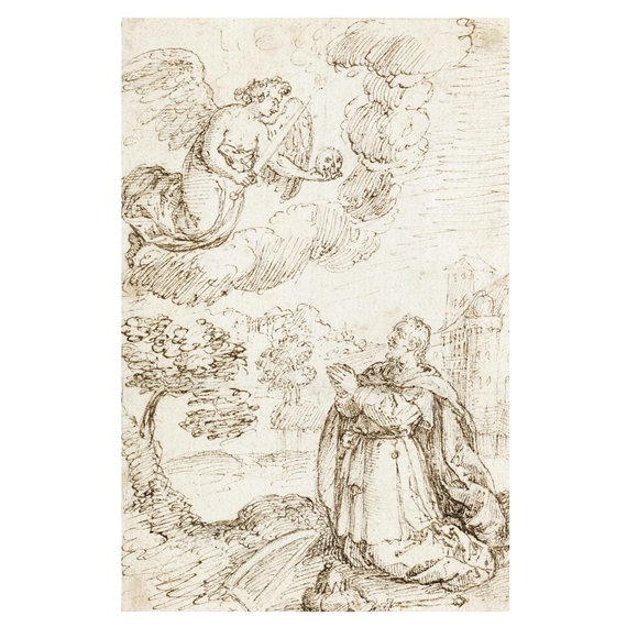 Johannes Wierix | king david repentant before the angel (2 sam. 24:11 ...