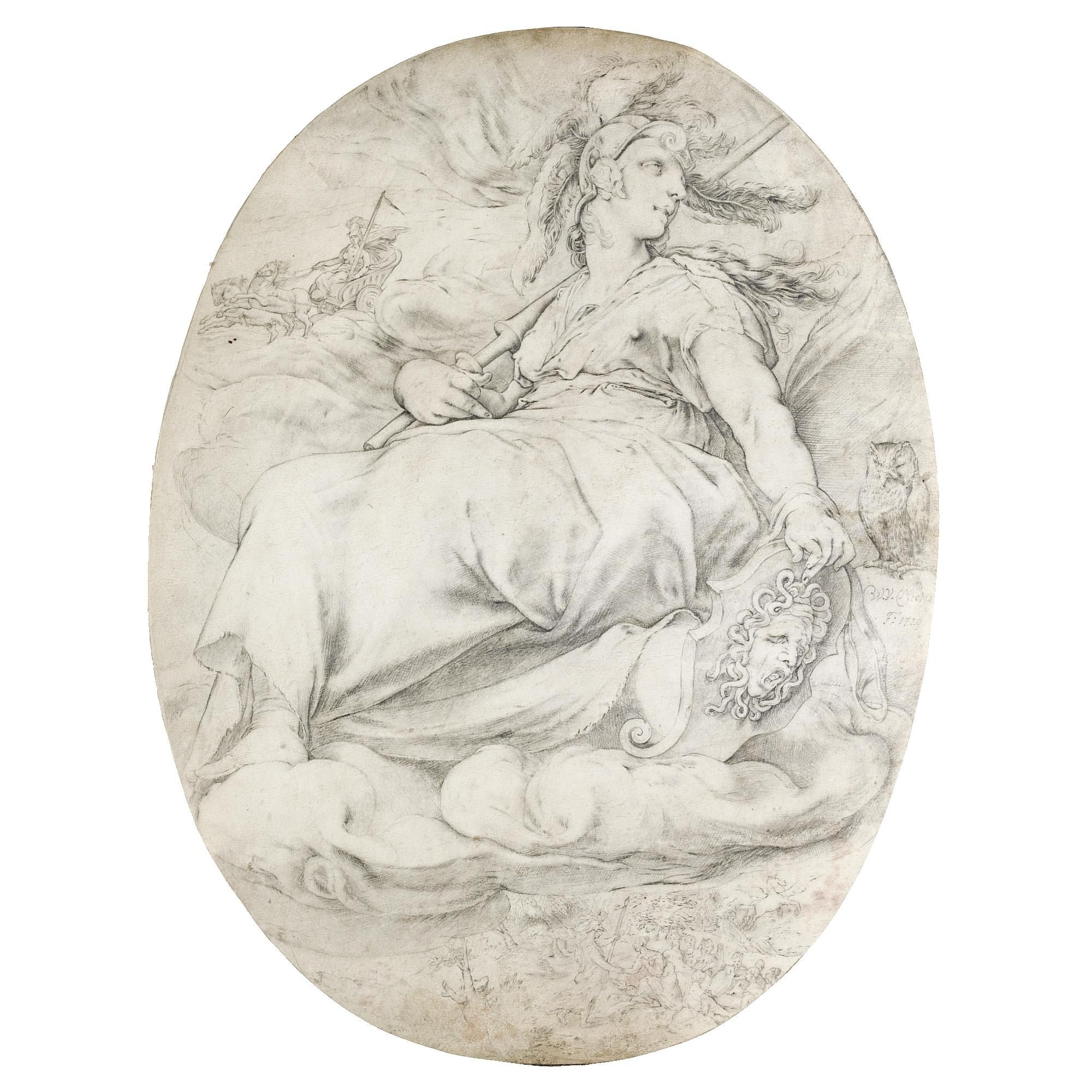 Willem Van Mieris | MINERVA SEATED, HOLDING HER LANCE AND SHIELD, AFTER ...