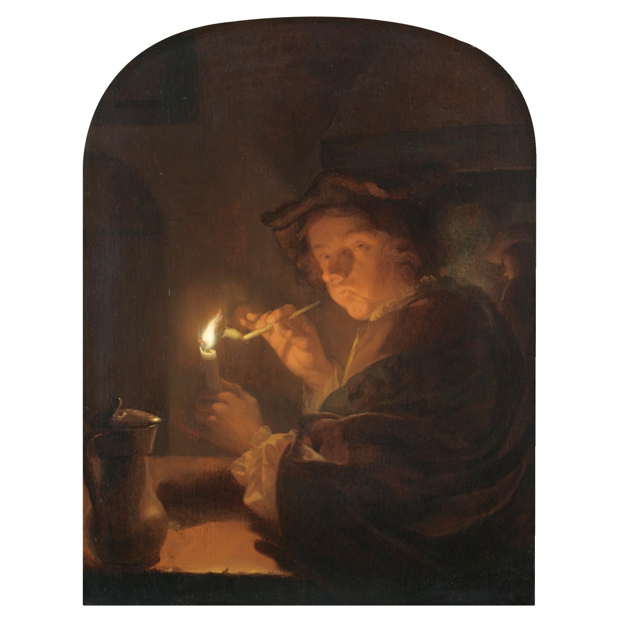 Godfried Schalcken | A nocturnal interior with a toper | MutualArt