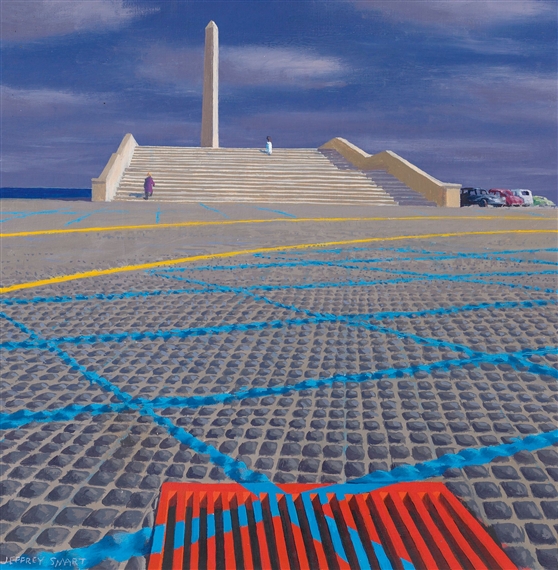 Jeffrey Smart | SECOND STUDY FOR MONUMENT AND CAR PARK (1972) | MutualArt